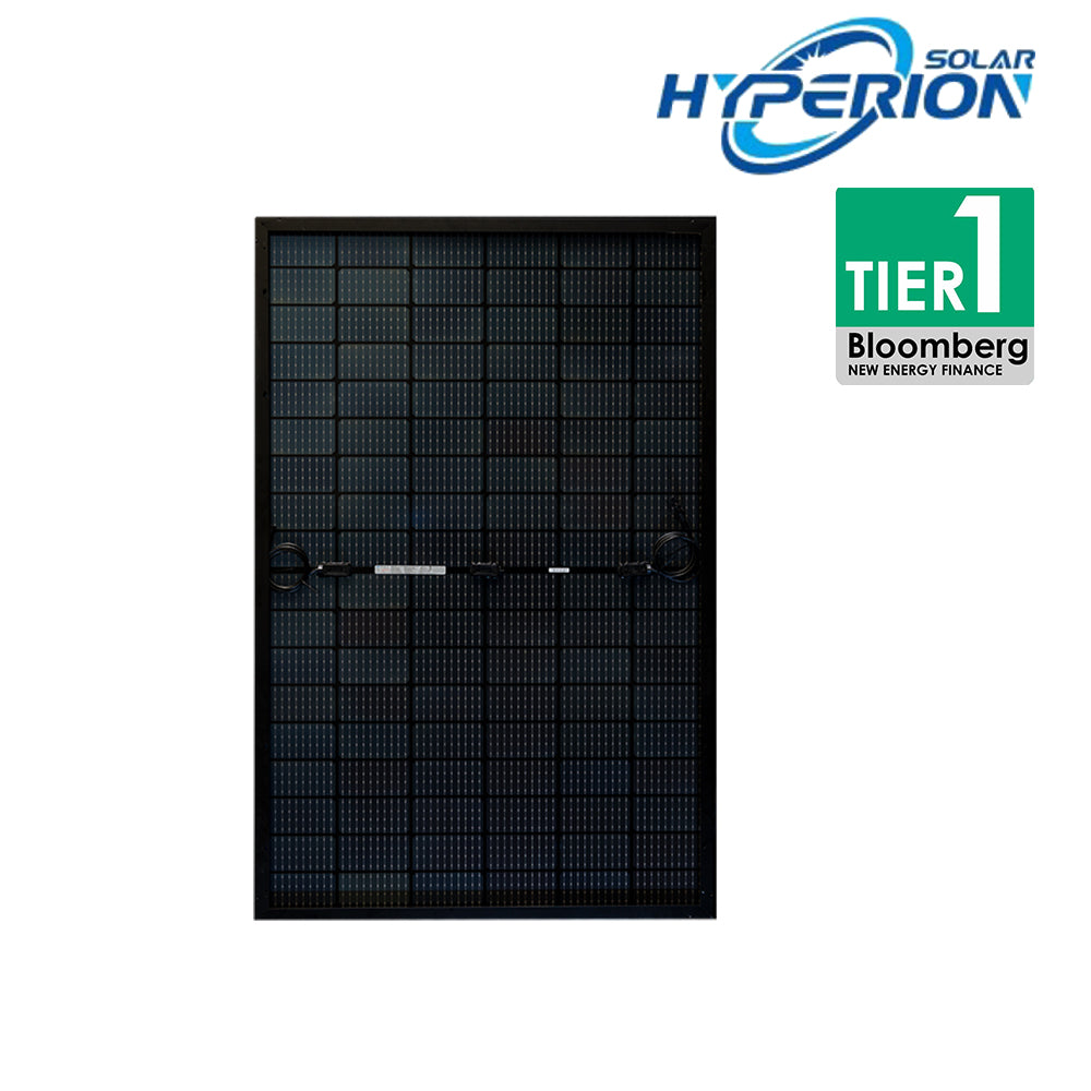 Hyperion 410w Full-black Half-Cut Bifacial & Dual Glass| 1200mm cable – self2solar