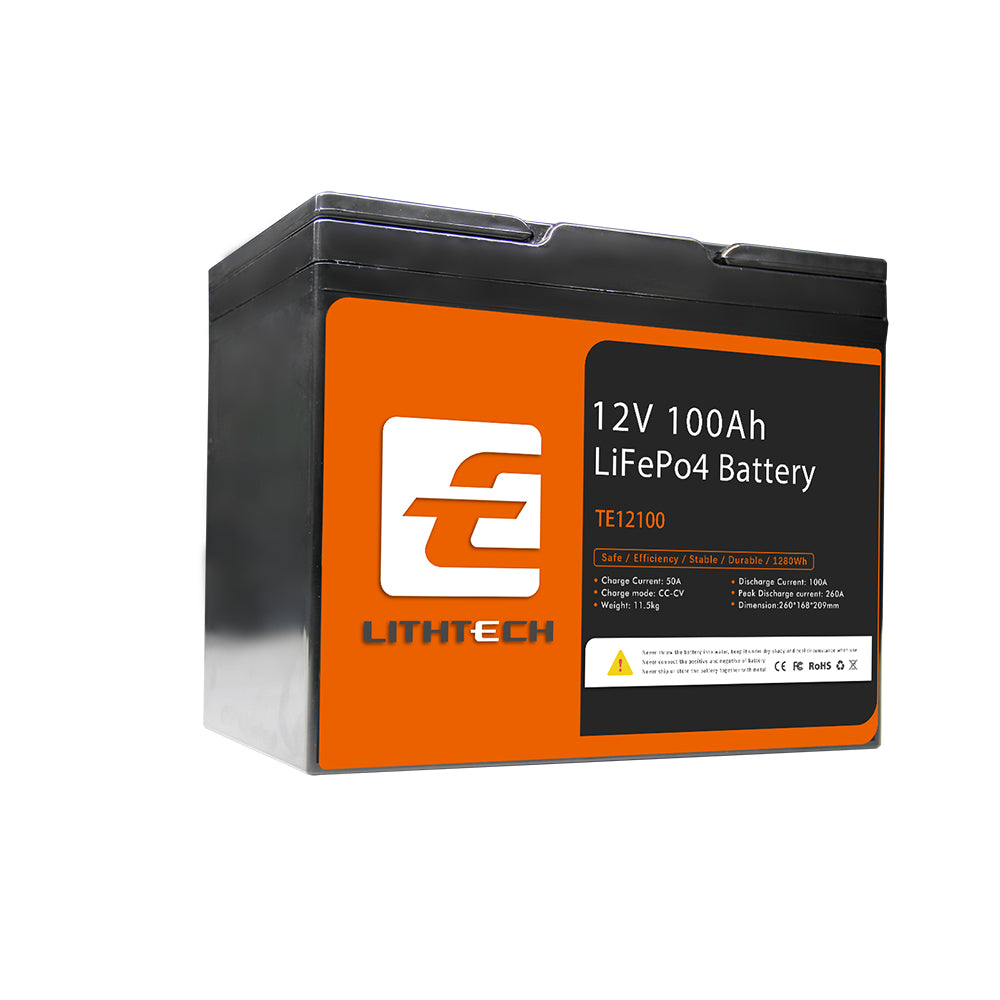 Lithtech LiFePO4 Smart Battery TE12100 | 12.8V 100Ah | BMS Integrated ...