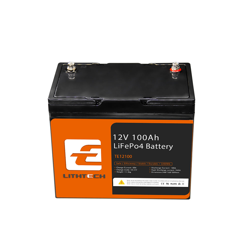 Lithtech LiFePO4 Smart Battery TE12100 | 12.8V 100Ah | BMS Integrated ...