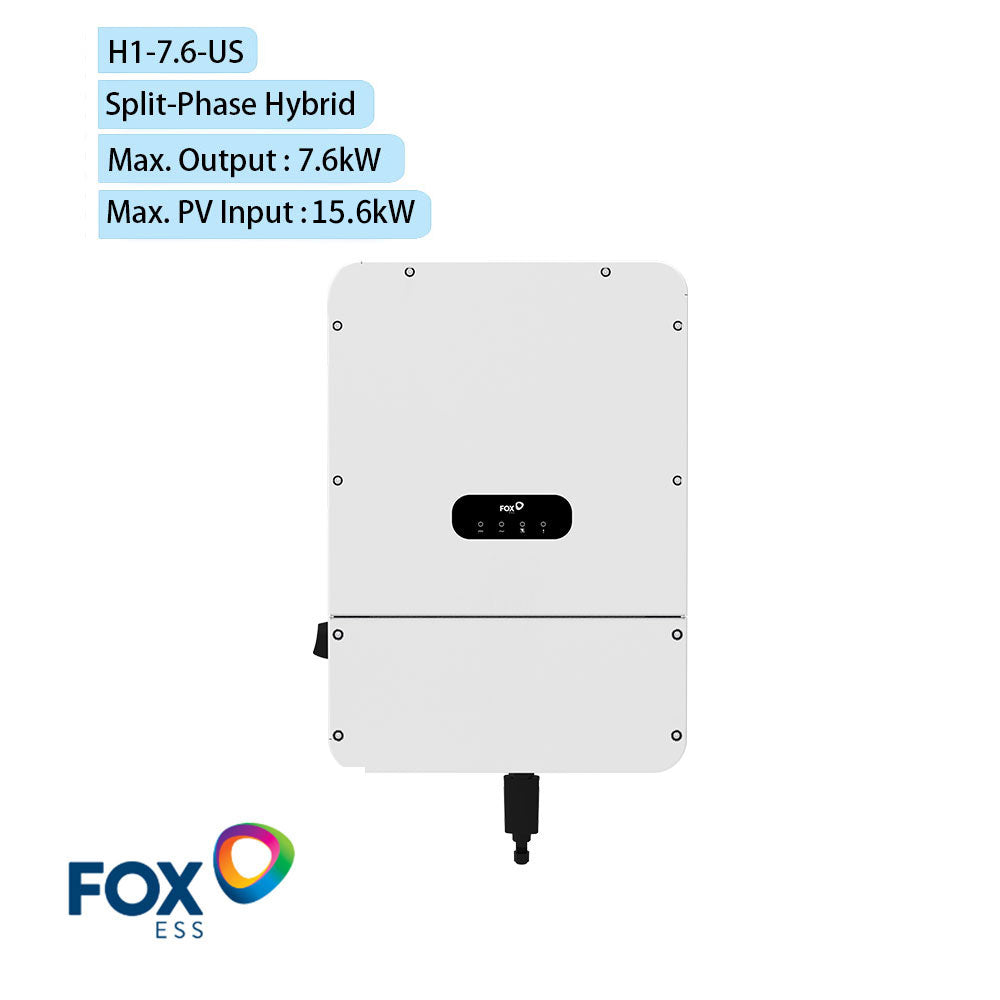 FOX ESS H1-7.6-US 7.6kW Split-Phase Hybrid Inverter | 15.2kW PV Input ...