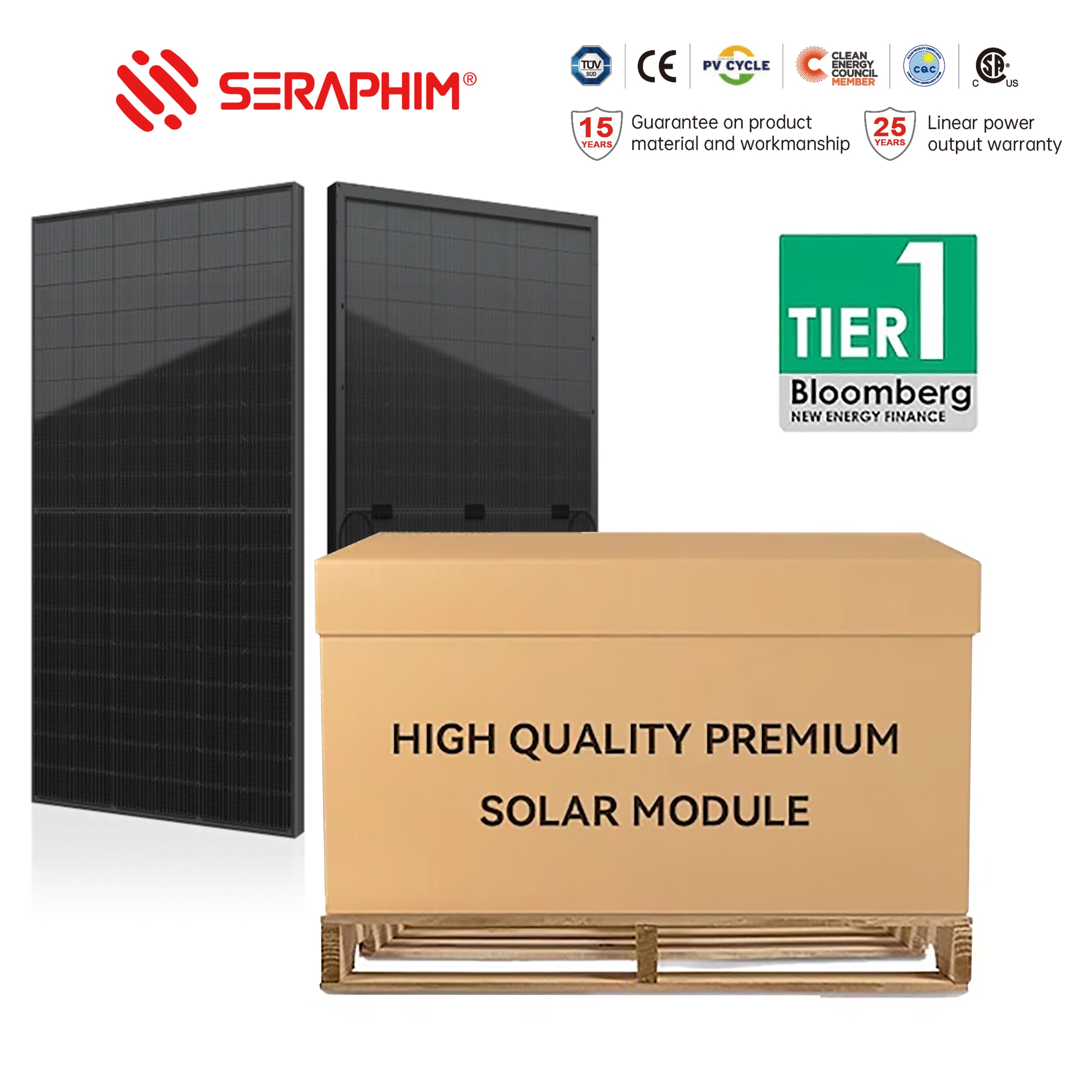 Seraphim 410W All Black High Efficiency Monofacial Modules Solar Panel ...